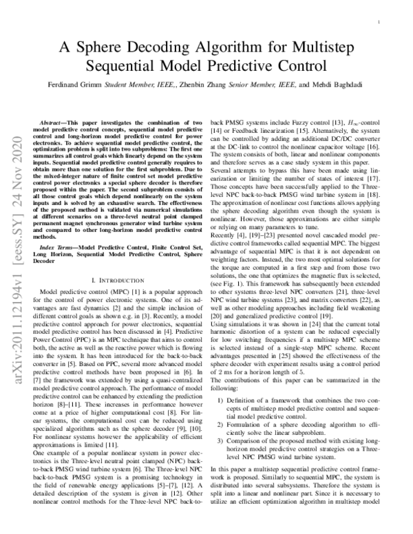 (PDF) A Sphere Decoding Algorithm for Multistep Sequential Model-Predictive Control
