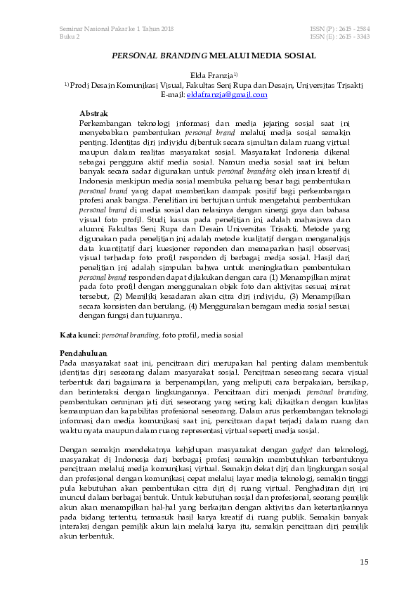 (PDF) Personal Branding Melalui Media Sosial
