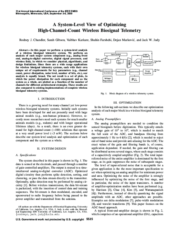 (PDF) A system-level view of optimizing high-channel-count wireless biosignal telemetry | Sarah ...