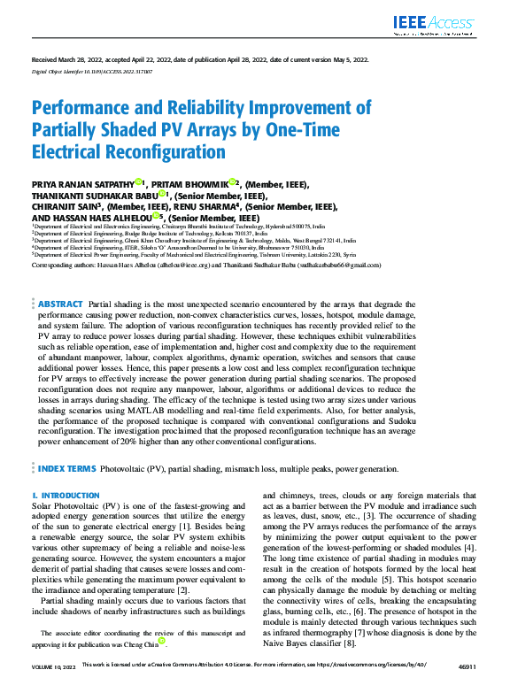Pdf Performance And Reliability Improvement Of Partially Shaded Pv