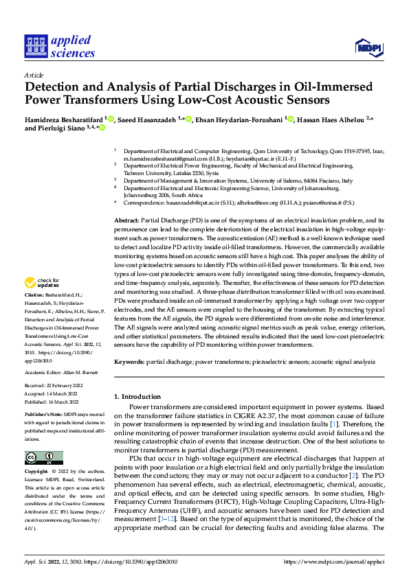 (PDF) Detection and Analysis of Partial Discharges in Oil-Immersed Power Transformers Using Low ...