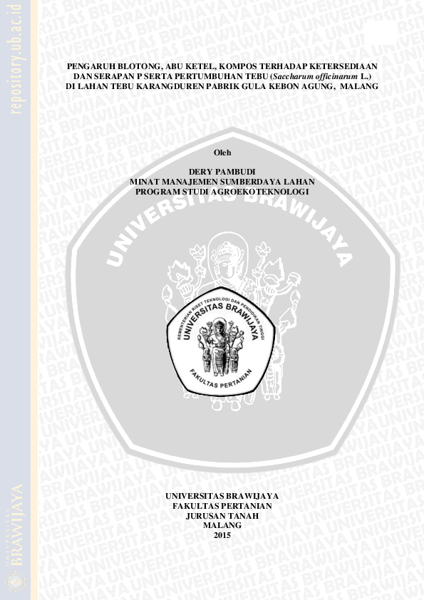 (PDF) Pengaruh Blotong, Abu Ketel, Kompos Terhadap Ketersediaan Dan ...