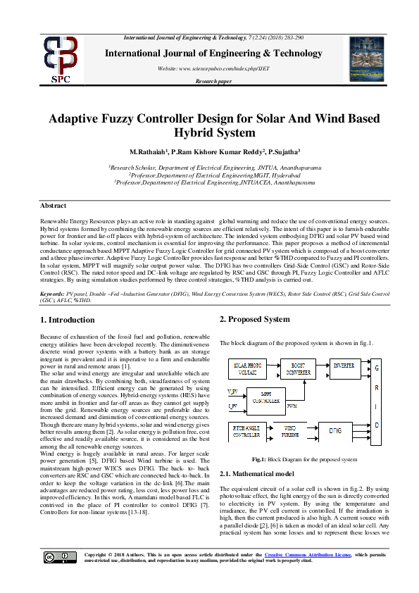 (PDF) Adaptive Fuzzy Controller Design for Solar And Wind Based Hybrid System