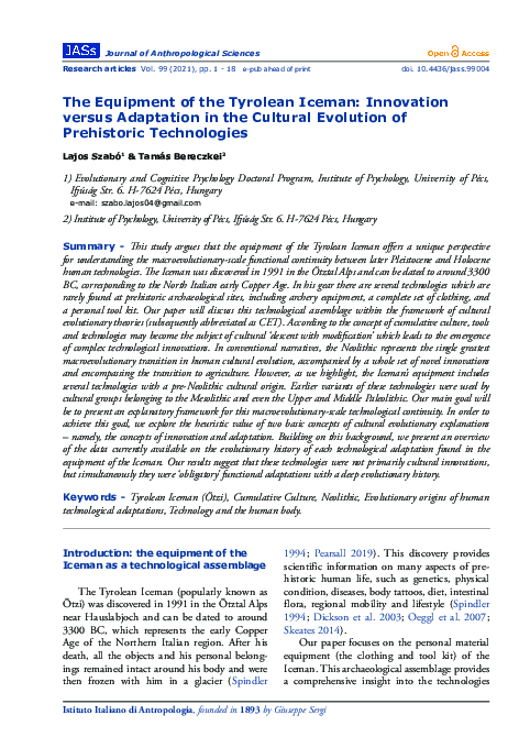 (PDF) The Equipment of the Tyrolean Iceman: Innovation versus ...