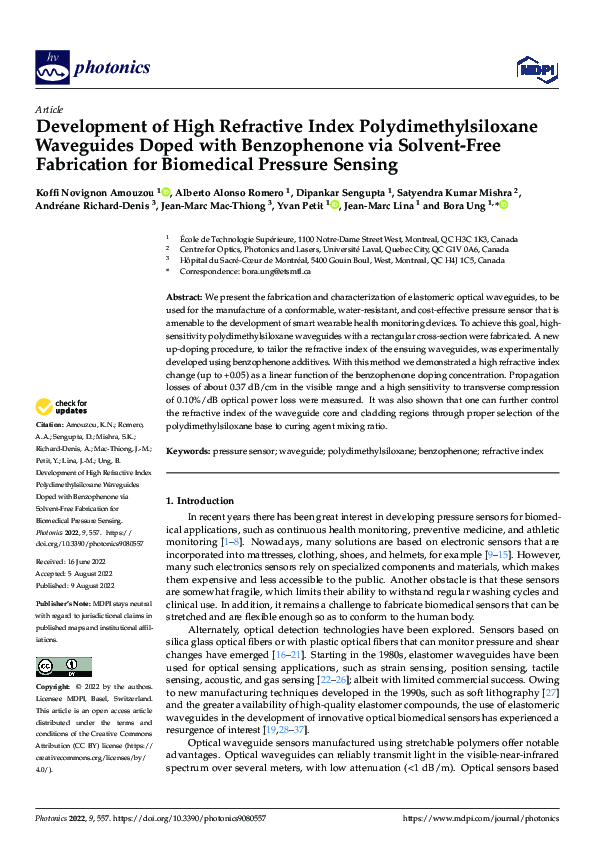 (PDF) Development of High Refractive Index Polydimethylsiloxane Waveguides Doped with ...