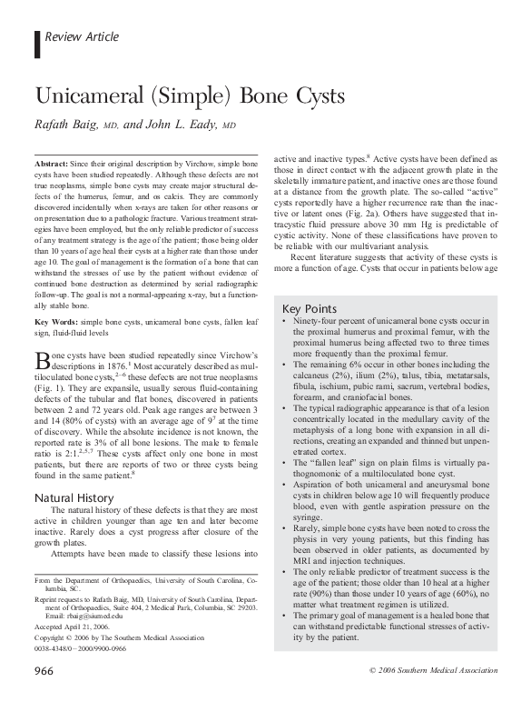 (PDF) Unicameral (Simple) Bone Cysts
