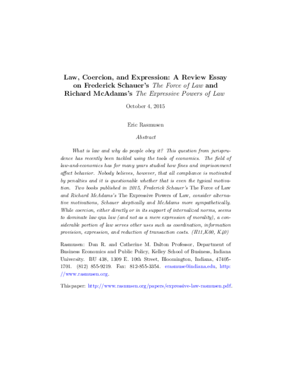 (PDF) Law, Coercion, and Expression: A Review Essay on Frederick ...