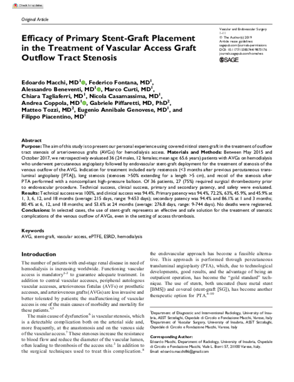 (PDF) Efficacy of Primary Stent-Graft Placement in the Treatment of ...