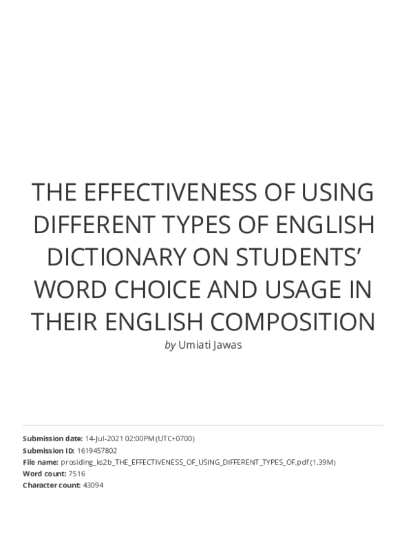 (PDF) The Effectiveness of Using Different Types of English Dictionary ...