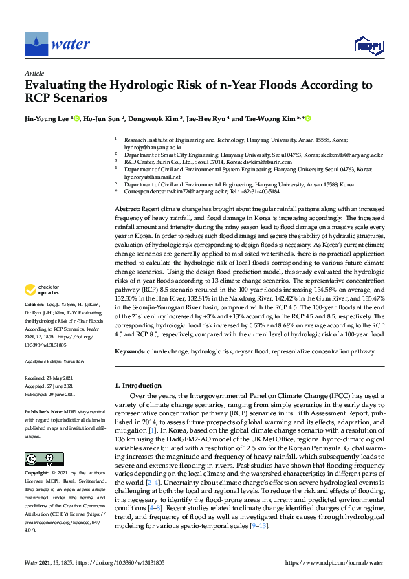 (PDF) Evaluating the Hydrologic Risk of n-Year Floods According to RCP ...