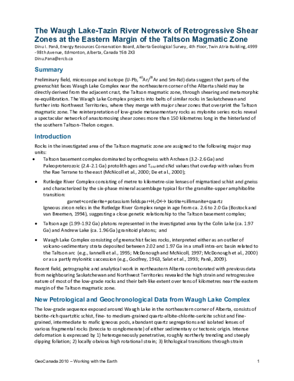 (PDF) The Waugh Lake-Tazin River Network of Retrogressive Shear Zones ...