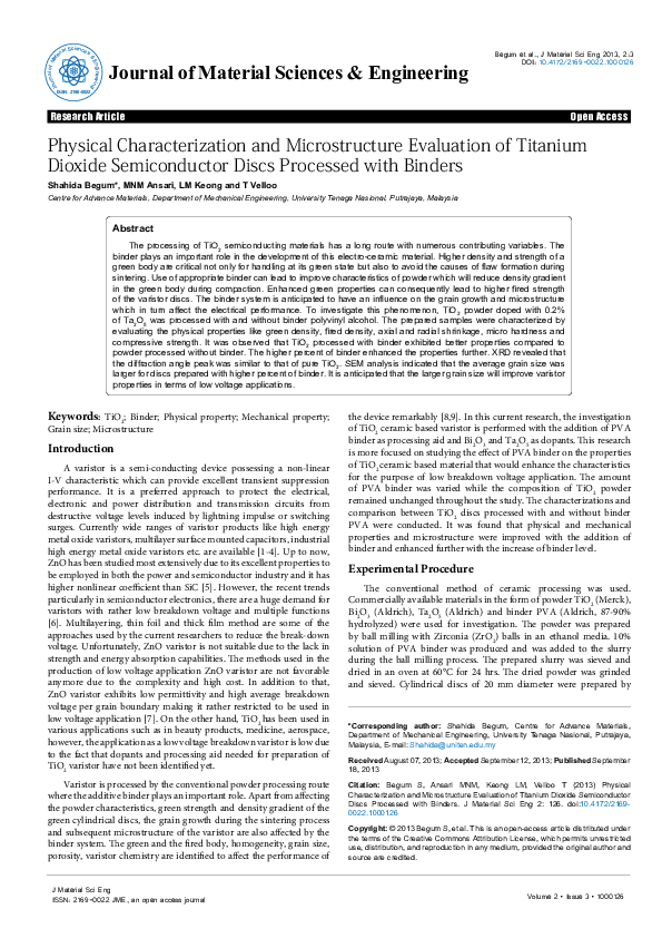 (PDF) Physical Characterization and Microstructure Evaluation of ...