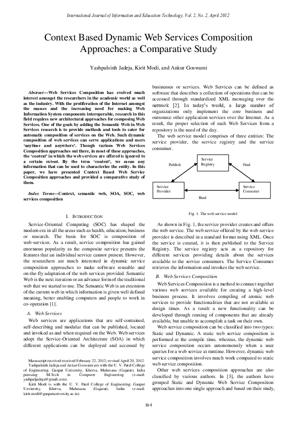 (PDF) Context Based Dynamic Web Services Composition Approaches: a Comparative Study