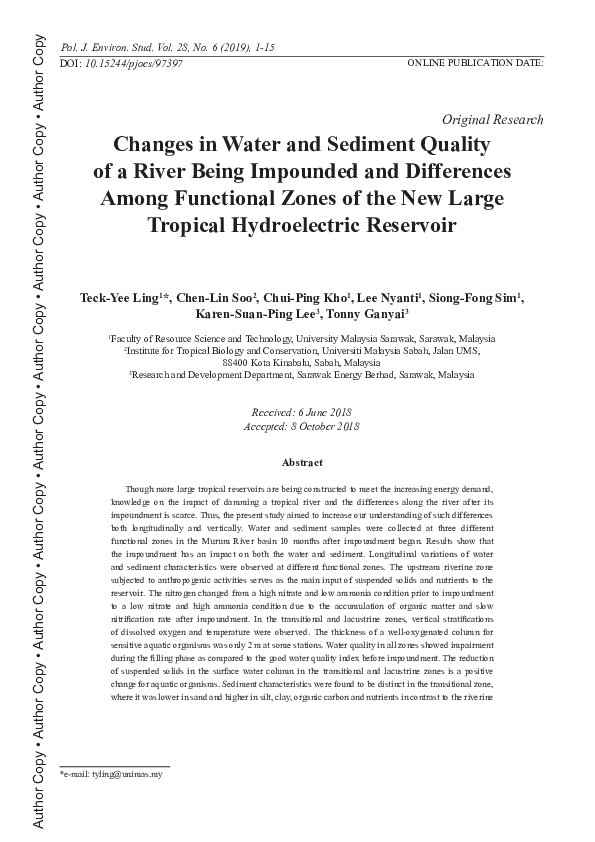 (PDF) Changes in Water and Sediment Quality of a River Being Impounded ...