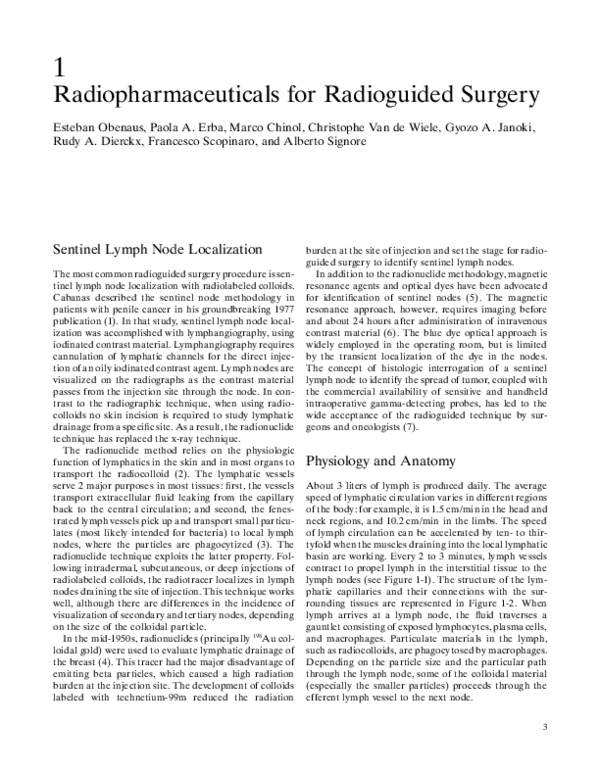 (PDF) 1 Radiopharmaceuticals for Radioguided Surgery