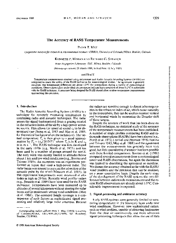 (PDF) The Accuracy of RASS Temperature Measurements | KENNETH EVANDER ...