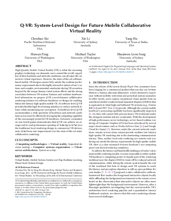 (PDF) Q-VR: system-level design for future mobile collaborative virtual ...