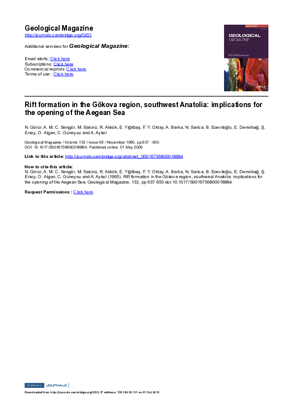 (PDF) Rift formation in the Gökova region, southwest Anatolia ...