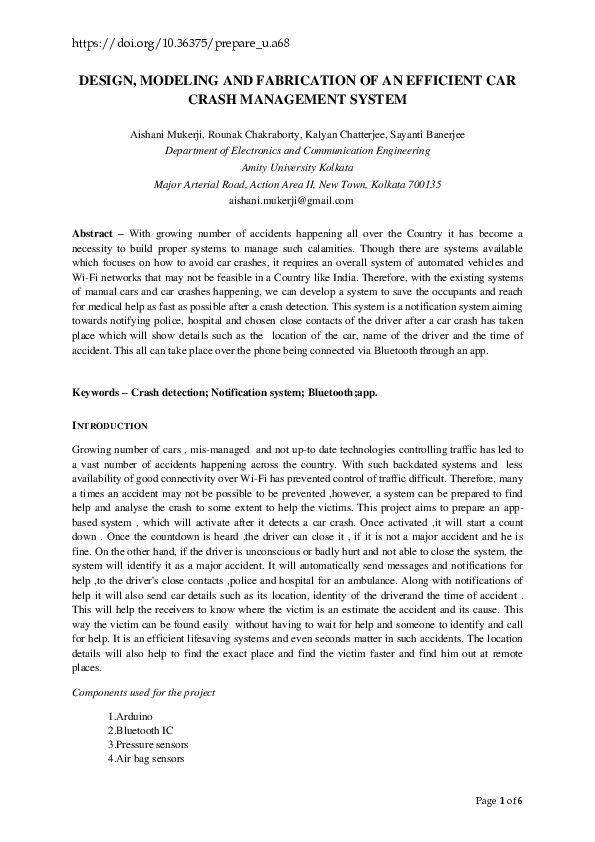(PDF) Design, Modeling and Fabrication of an Efficient Car Crash ...