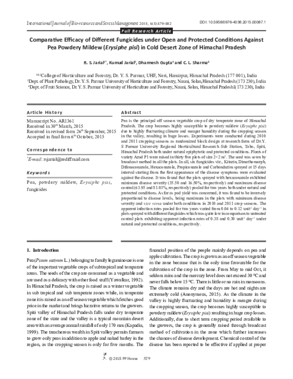 (PDF) Comparative efficacy of different fungicides under open and protected conditions against ...