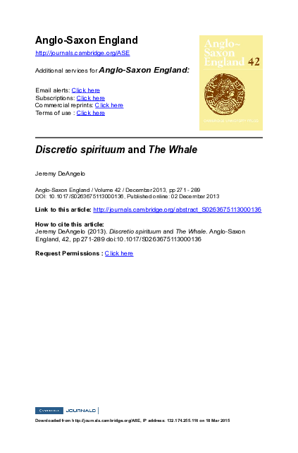 (PDF) Discretio spirituum and The Whale