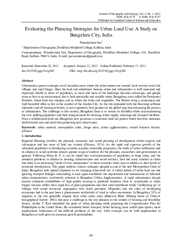 (PDF) Evaluating the Planning Strategies for Urban Land Use: A Study on ...