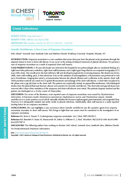 (PDF) Gemella Morbillorum: A Rare Cause of Empyema Necessitans