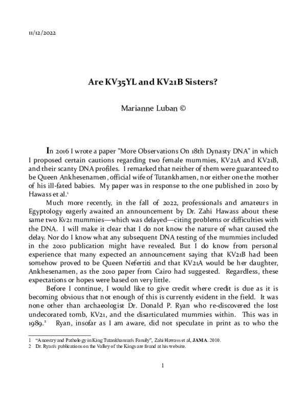 (PDF) Are KV35YL and KV21B Sisters