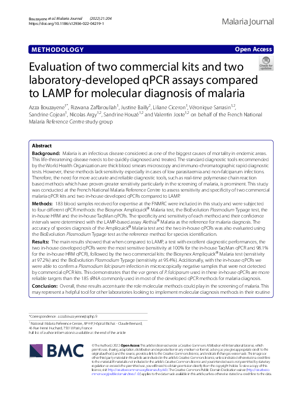Evaluation of two commercial kits and two laboratory-developed qPCR ...