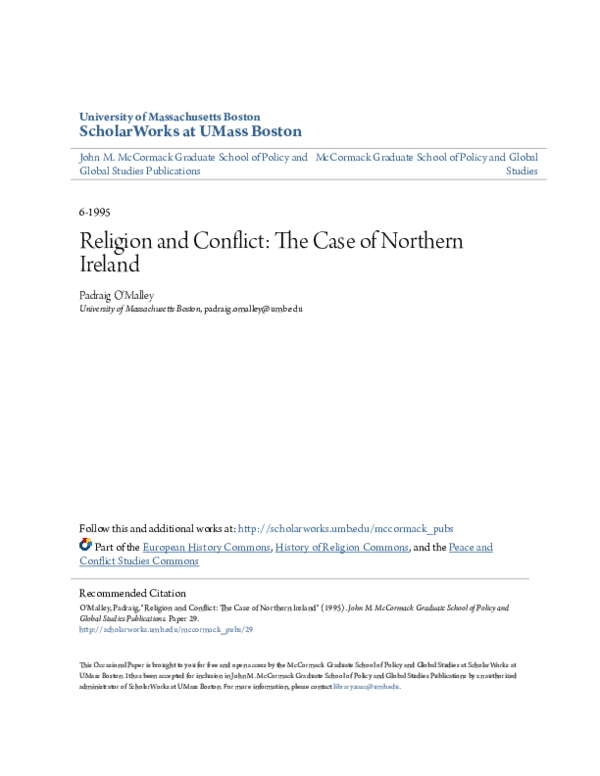 (PDF) Religion and Conflict: The Case of Northern Ireland