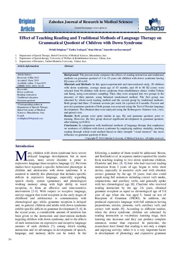 (PDF) Zahedan Journal of Research in Medical Sciences Journal homepage ...