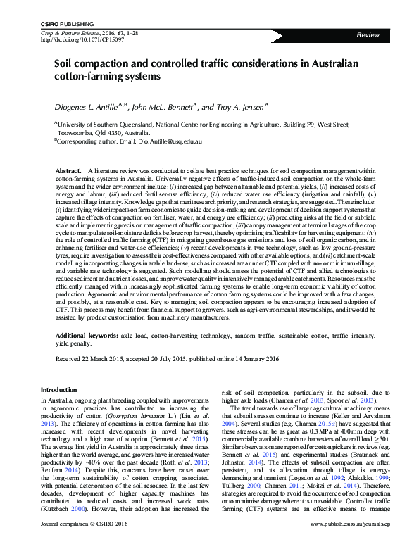 (PDF) Soil compaction and controlled traffic considerations in ...
