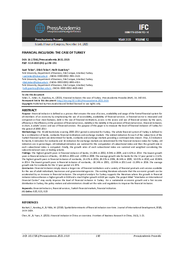 (PDF) Financial inclusion: The case of Turkey