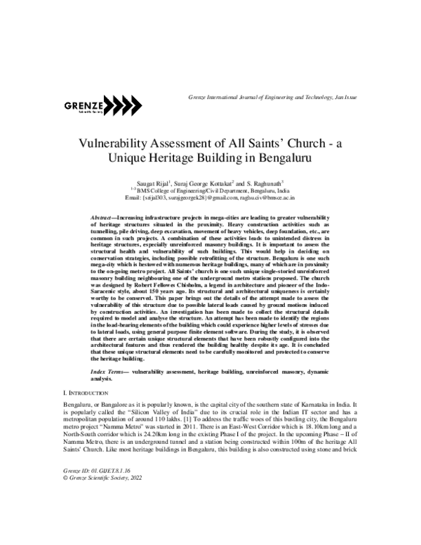 (PDF) Vulnerability Assessment of All Saints' Church -a Unique Heritage ...
