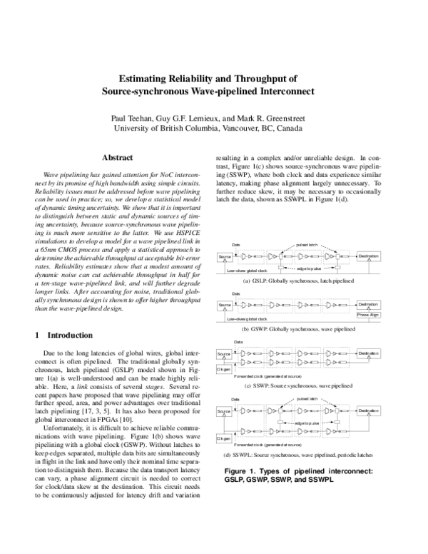 (PDF) Estimating reliability and throughput of source-synchronous wave ...