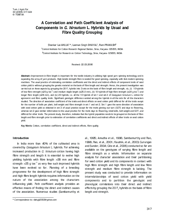 (PDF) A correlation and path coefficient analysis of components in G. hirsutum L. hybrids by ...