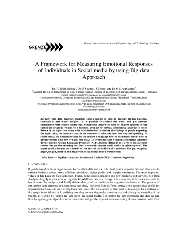 (PDF) A Framework for Measuring Emotional Responses of Individuals in ...