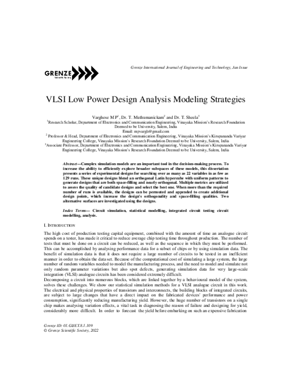 Pdf Vlsi Low Power Design Analysis Modeling Strategies