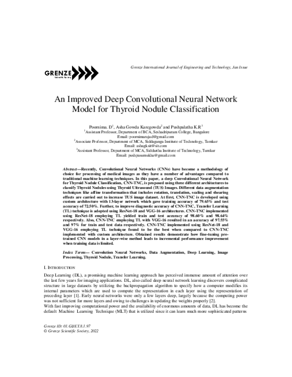 (PDF) An Improved Deep Convolutional Neural Network Model for Thyroid ... (PDF) An Improved Deep Convolutional Neural Network Model for Thyroid ...