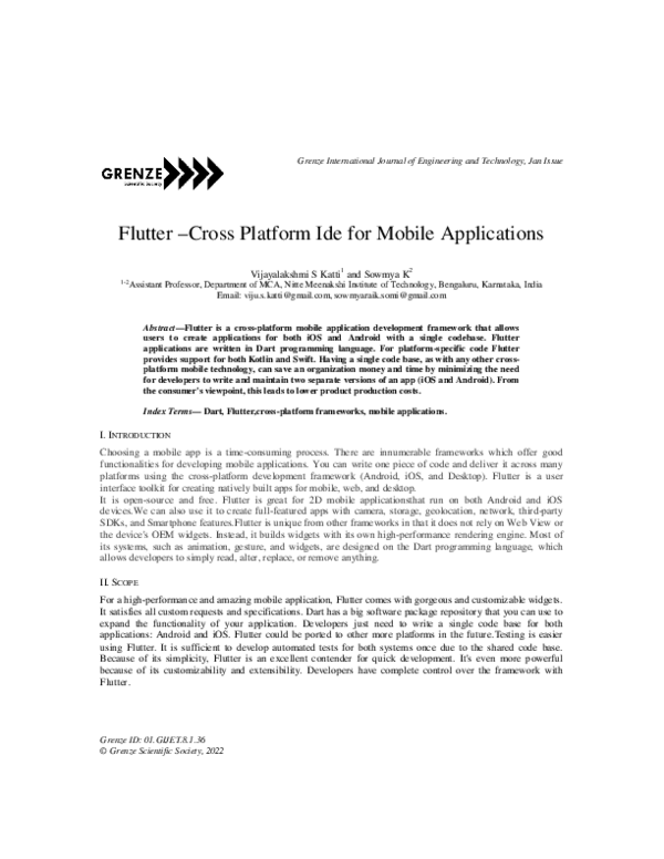 Pdf Flutter Cross Platform Ide For Mobile Applications