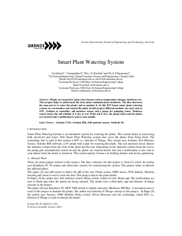 (PDF) Smart Plant Watering System