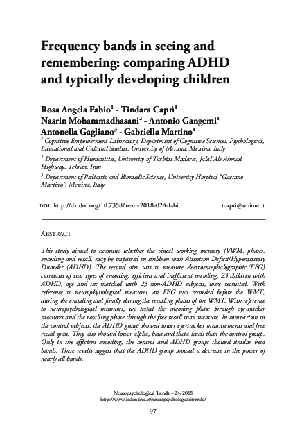 (PDF) Frequency bands in seeing and remembering: comparing ADHD and ...