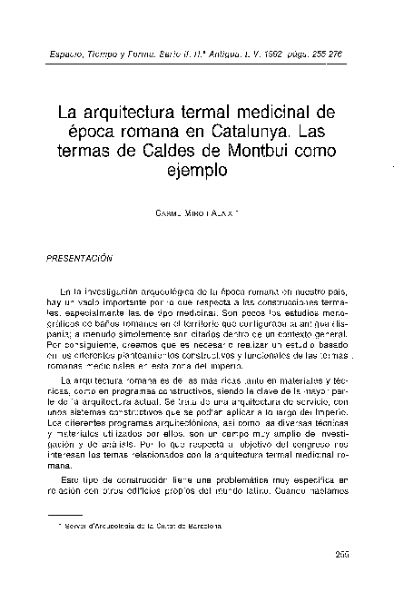 (PDF) La arquitectura termal medicinal de época romana en Catalunya ...
