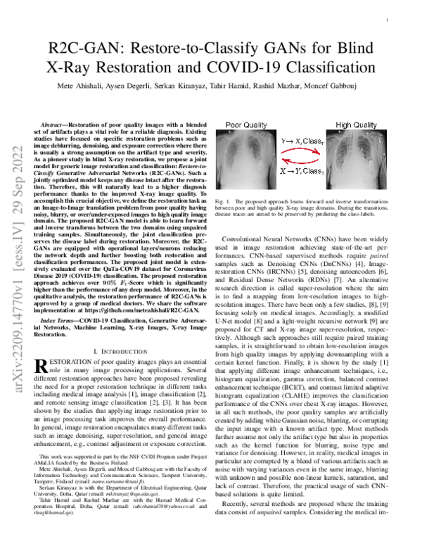 (PDF) R2C-GAN: Restore-to-Classify GANs for Blind X-Ray Restoration and ...