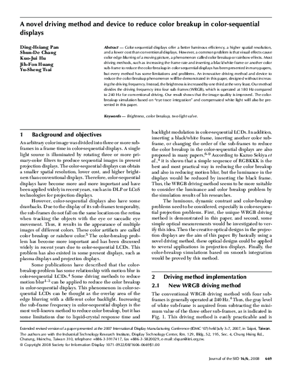 (PDF) A novel driving method and device to reduce color breakup in ...