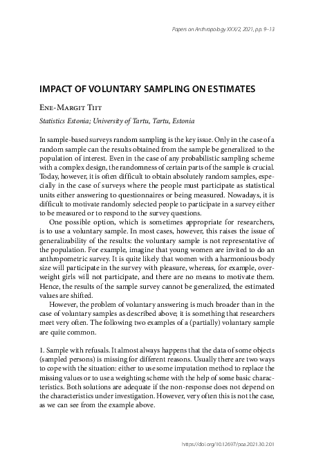 (PDF) Impact of voluntary sampling on estimates