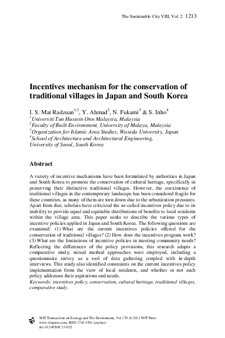 (PDF) Incentives mechanism for the conservation of traditional villages ...