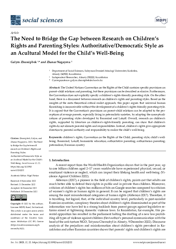 (PDF) The Need to Bridge the Gap between Research on Children's Rights ...
