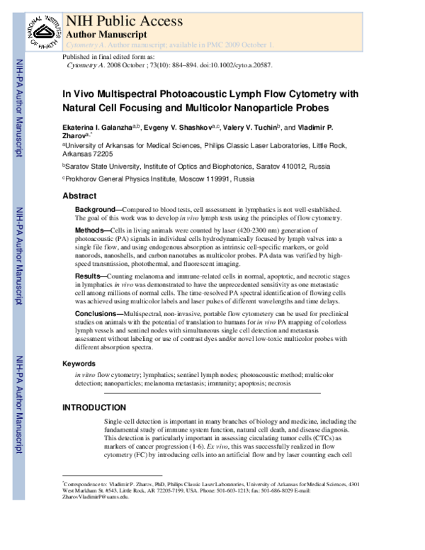 (PDF) In vivo multispectral, multiparameter, photoacoustic lymph flow ...