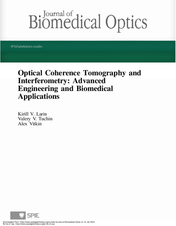 (PDF) Special Section Guest Editorial: Optical Coherence Tomography and Interferometry: Advanced ...